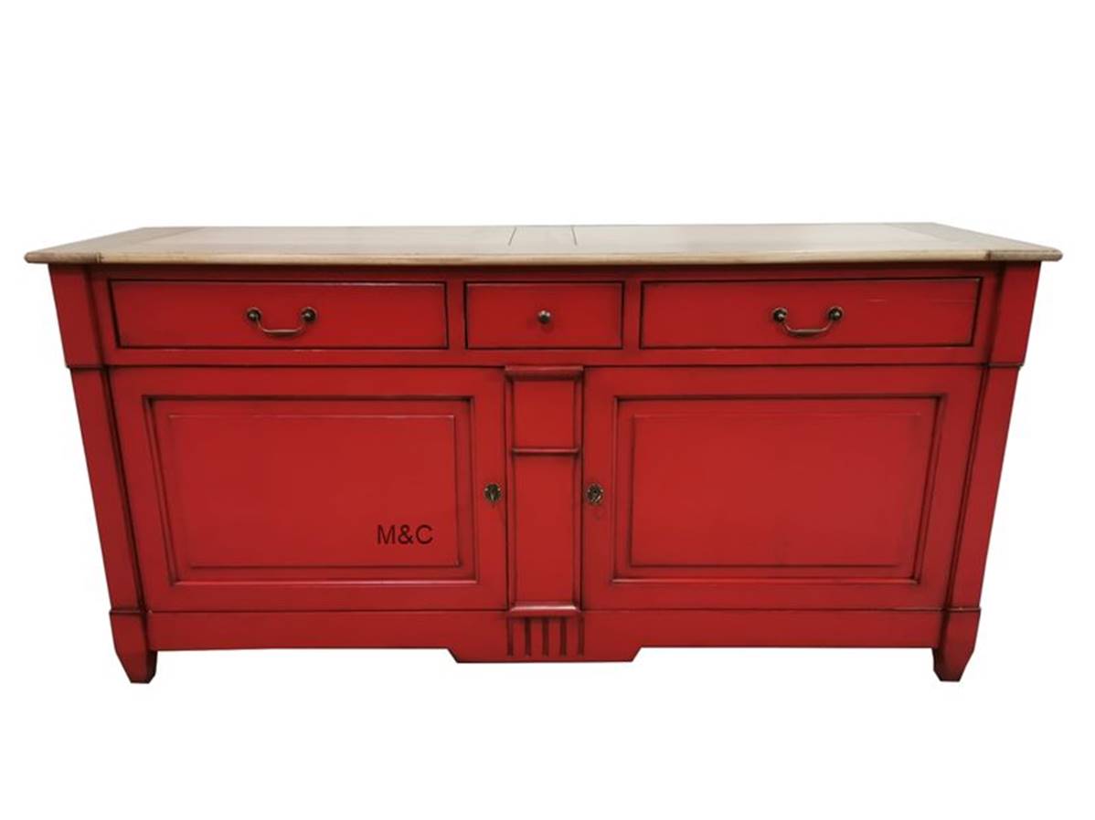 Buffet Bas Chene Rouge antiquaire | Mas & Cottage