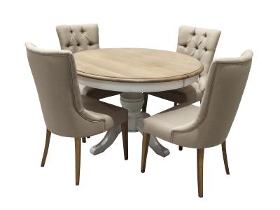 Table Ronde Pied central en bois de Chêne Massif Extensible